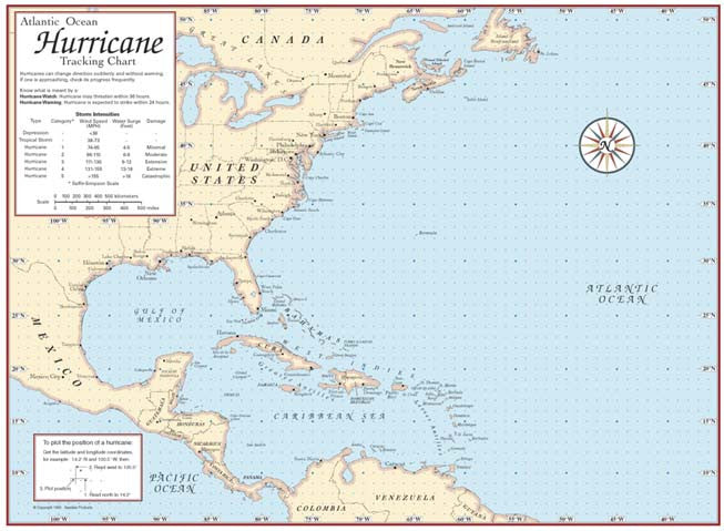 Laminated Hurricane Tracking Chart with Dry Erase Pen – Sealake ...